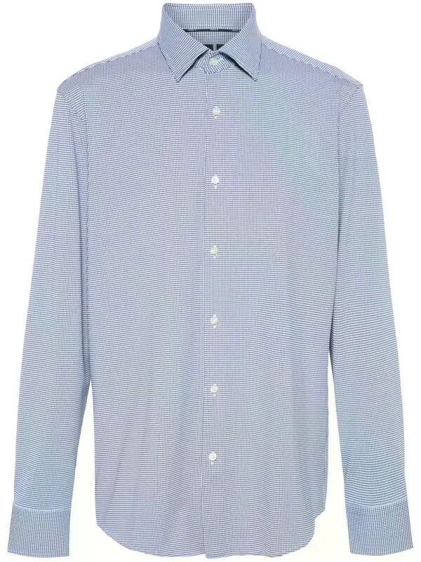 BOSS Gingham-check Long-sleeve Shirt