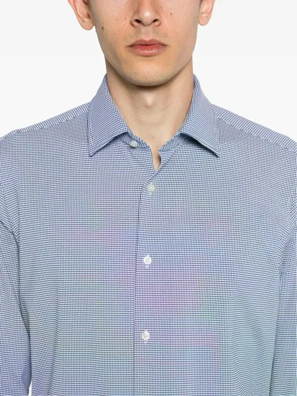 BOSS Gingham-check Long-sleeve Shirt