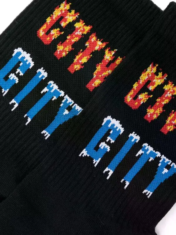 Rabanne Ribbed Knit Crew Socks With Embroidered Logo