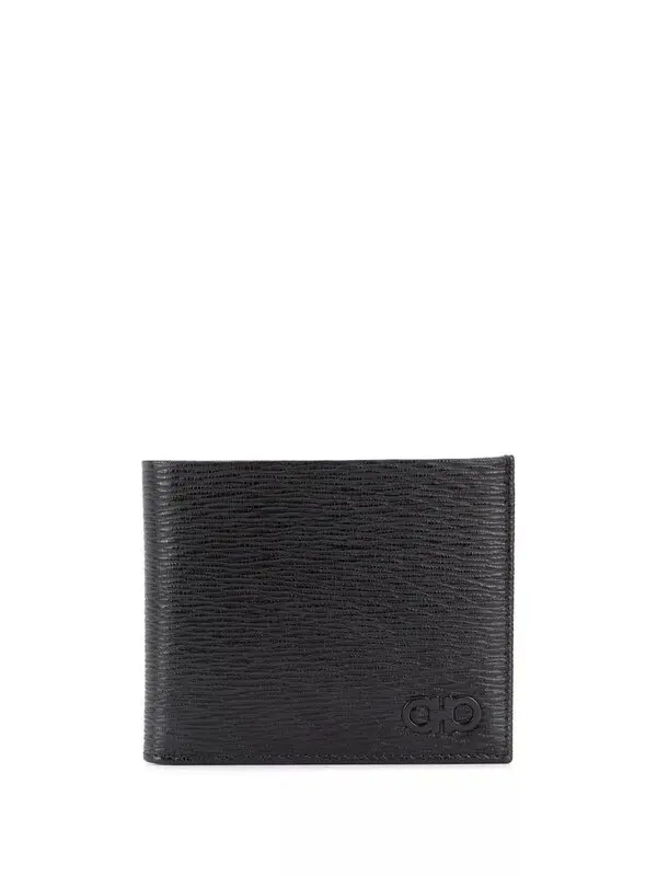 FERRAGAMO Gancini Pebbled Wallet - Black