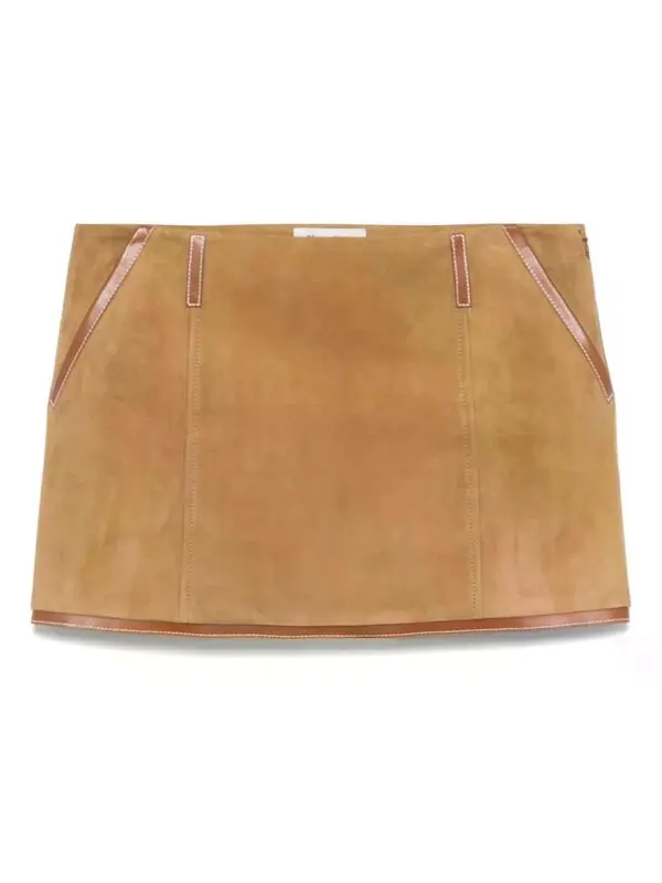 Miu Miu Suede Skirt With Leather Trim