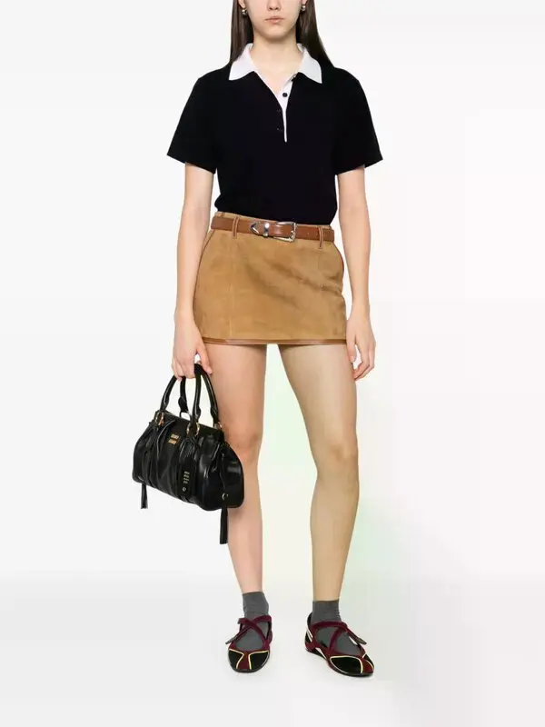 Miu Miu Suede Skirt With Leather Trim