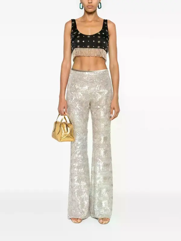 FORTE_FORTE Fringed Bead-embellished Crop Top