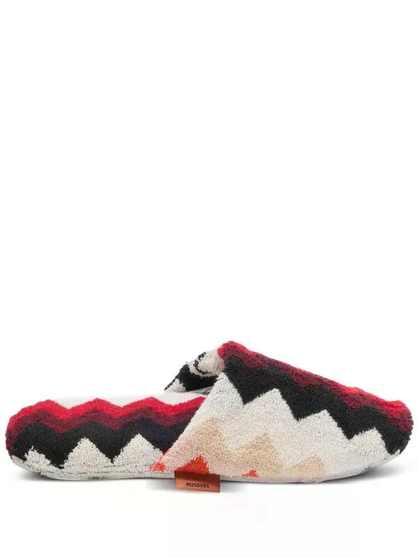 Missoni Chevron Patterned Plush Slippers - Red