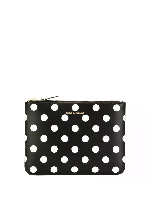 Comme Des Garçons Polka-dot Leather Pouch - Black