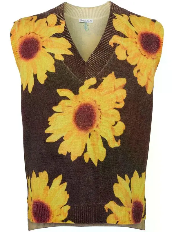JW Anderson Knitted Printed Vest - Brown