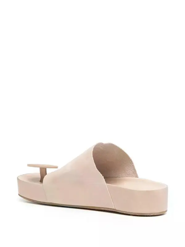 UMA WANG Round-toe Leather Flat Sandals - Neutrals