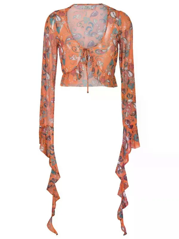AMIR SLAMA Graphic-print Mesh Blouse