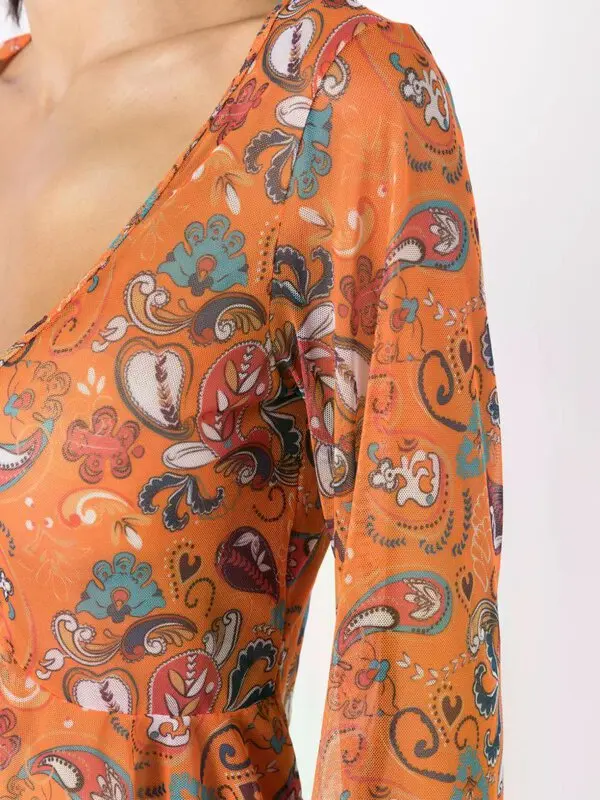 AMIR SLAMA Graphic-print Mesh Blouse