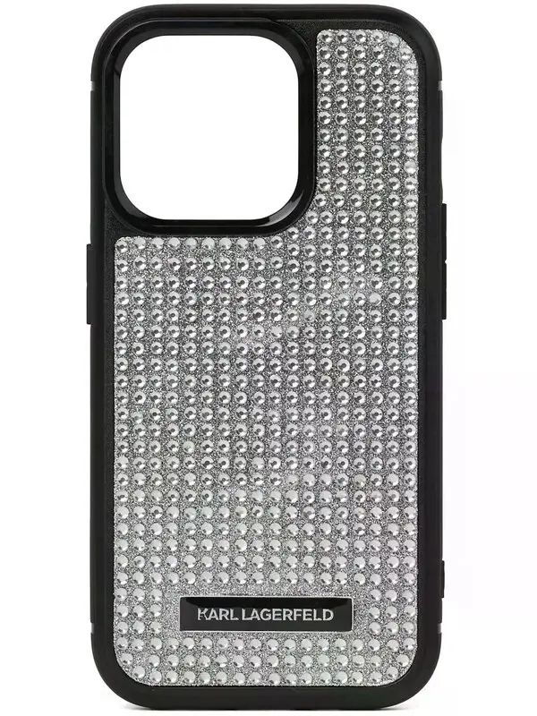 Karl Lagerfeld Rhinestone-embellished Iphone 16 Pro Case - Silver