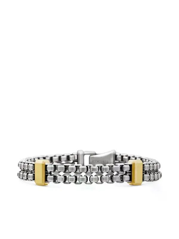 David Yurman Sterling And 18k Yellow Gold Double Box Chain Bracelet - Silver