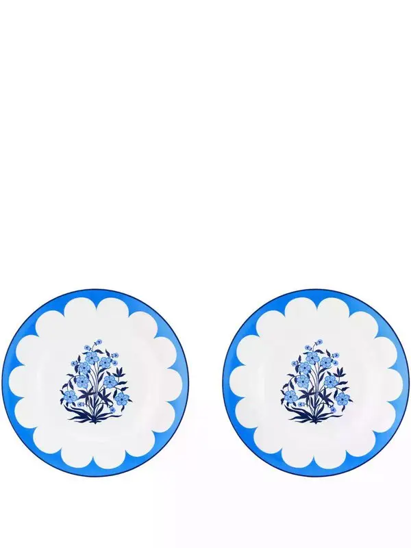 AQUAZZURA CASA Jaipur Porcelain Dessert Plates - Blue