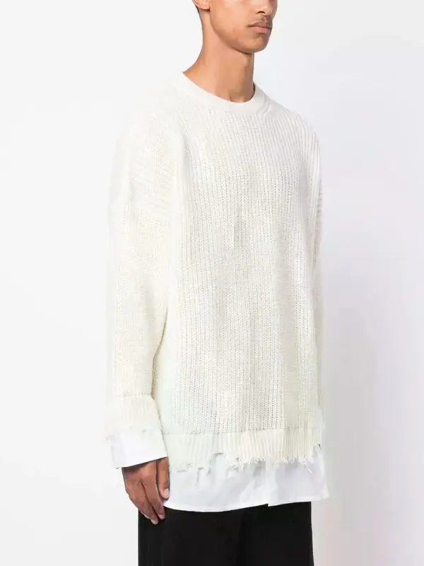 MAISON MARGIELA Layered Distressed Crochet-knit Jumper