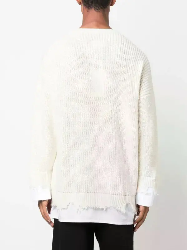 MAISON MARGIELA Layered Distressed Crochet-knit Jumper