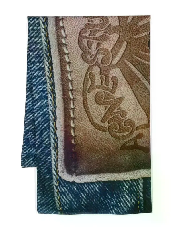 Acne Studios Denim-label-print Cotton Scarf - Neutrals