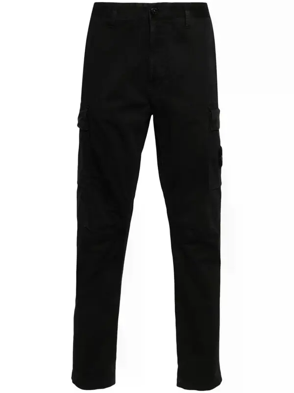 Stone Island Straight-leg Trousers With Compass Badge - Black