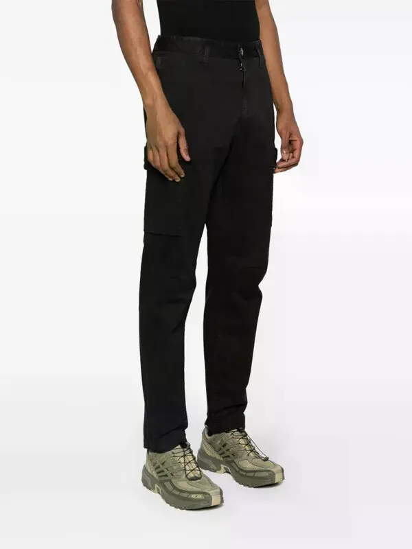 Stone Island Straight-leg Trousers With Compass Badge - Black