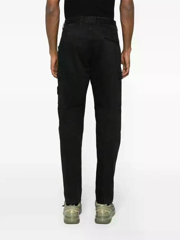 Stone Island Straight-leg Trousers With Compass Badge - Black