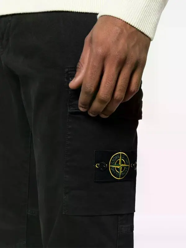 Stone Island Straight-leg Trousers With Compass Badge - Black