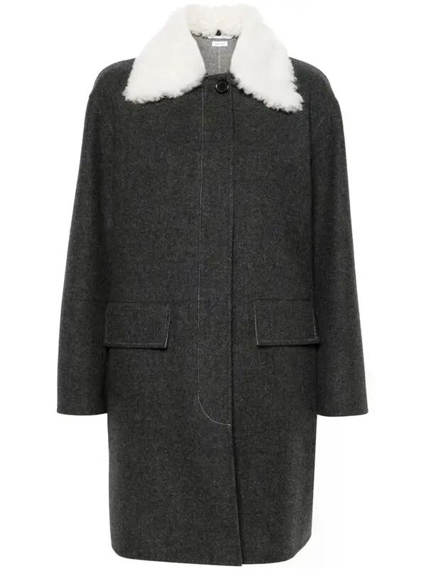 Thom Browne Wool-felt Coat With Detachable Shearling Collar