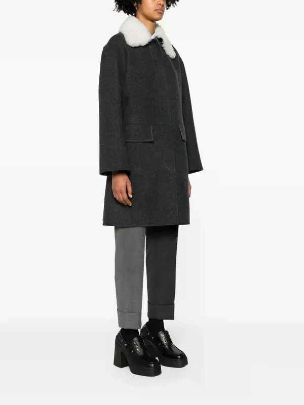 Thom Browne Wool-felt Coat With Detachable Shearling Collar
