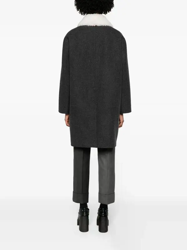 Thom Browne Wool-felt Coat With Detachable Shearling Collar