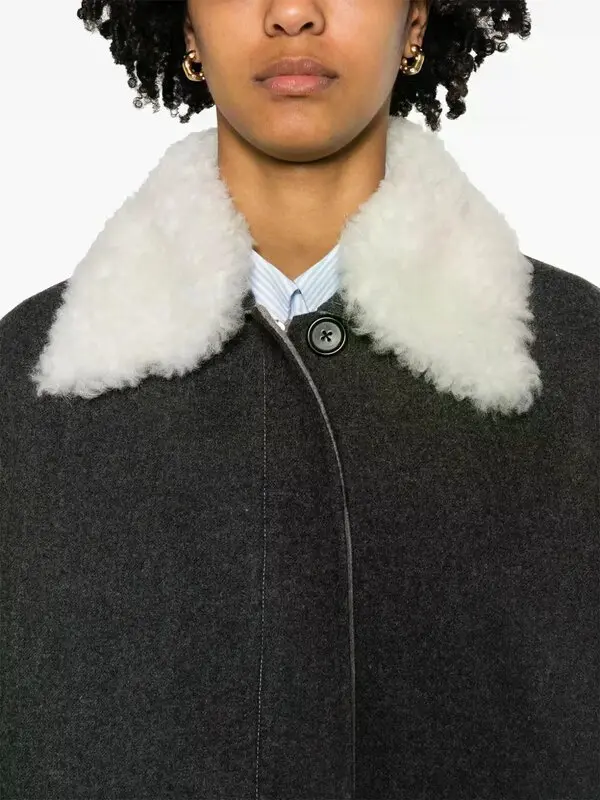 Thom Browne Wool-felt Coat With Detachable Shearling Collar