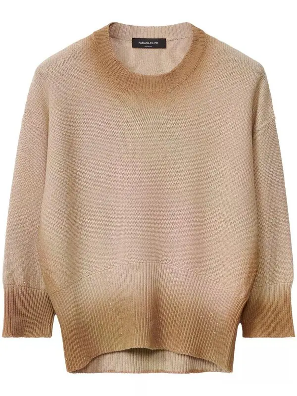 Fabiana Filippi Gradient Sequin Embellished Crew Neck Sweater