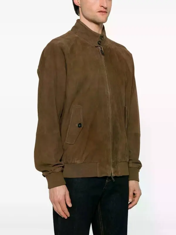 BARACUTA Suede Zip-up Jacket - Brown