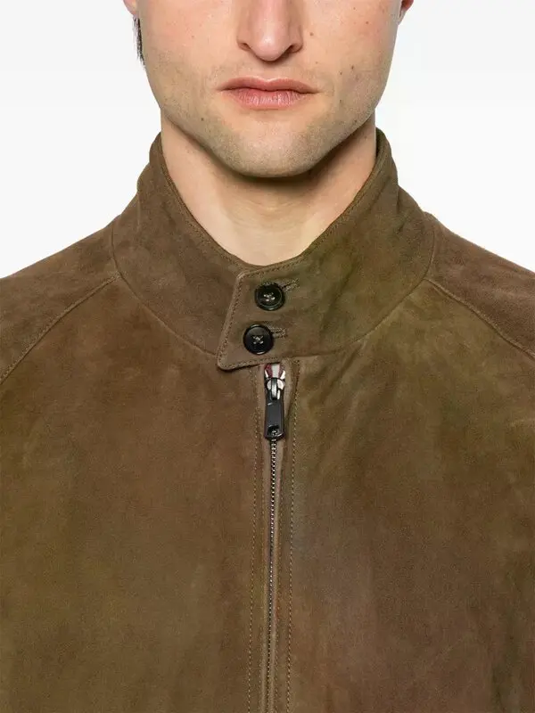 BARACUTA Suede Zip-up Jacket - Brown