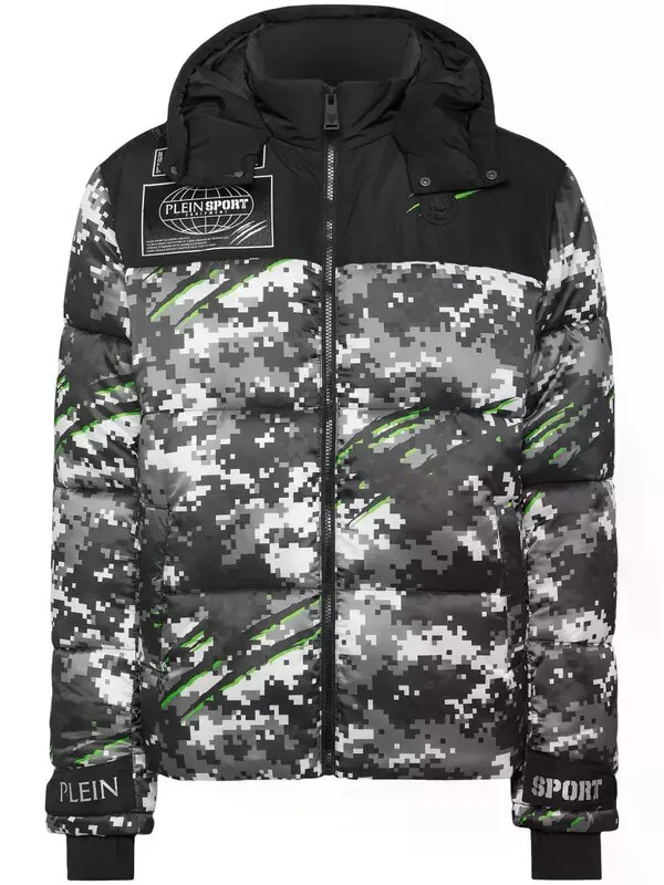 PLEIN SPORT Pixel Puffer Jacket - Black