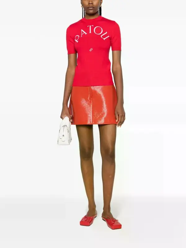 PATOU Intarsia Knit Logo Top - Red