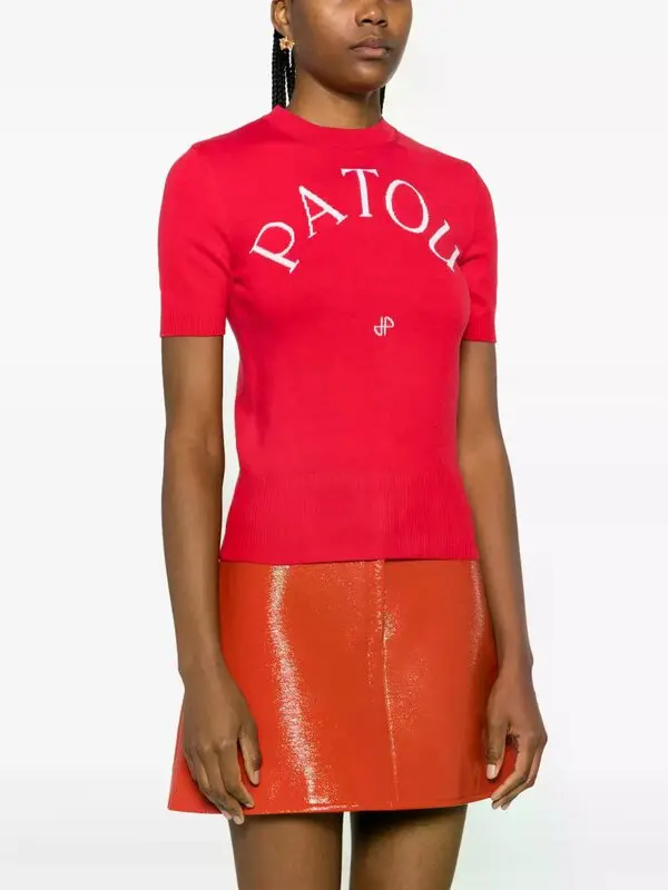 PATOU Intarsia Knit Logo Top - Red