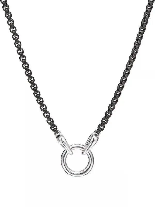 David Yurman Smooth Amulet Box Chain Necklace - Silver
