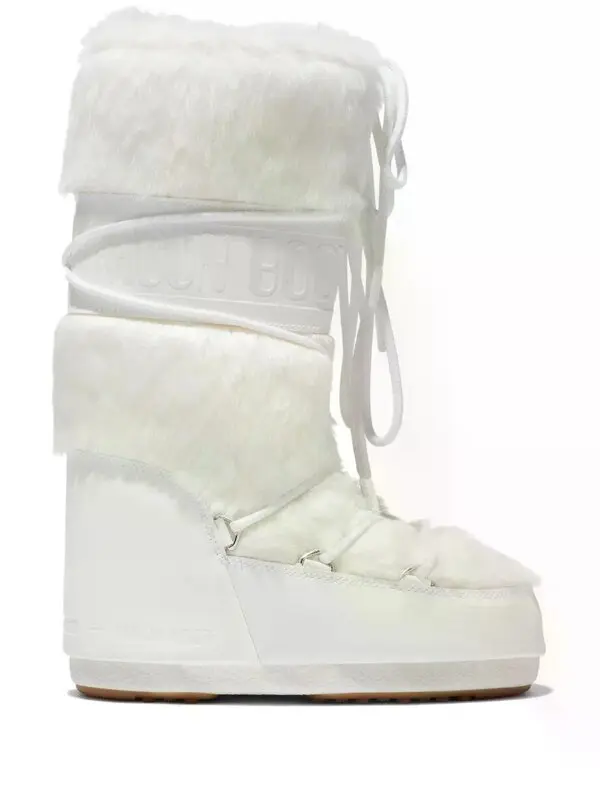 Moon Boot Faux-fur Lace-up Mid Calf Boots - White