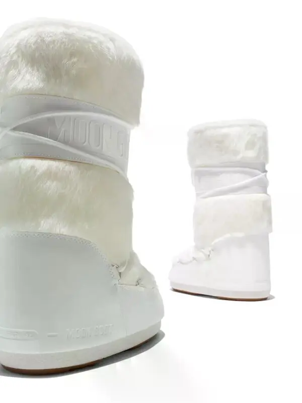 Moon Boot Faux-fur Lace-up Mid Calf Boots - White