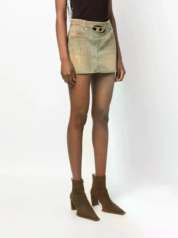 DIESEL® Oval D Buckle Denim Mini Skirt