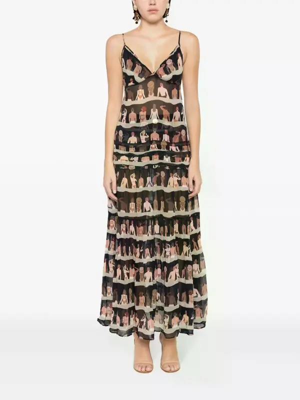 AMIR SLAMA Graphic-print Silk Maxi Dress