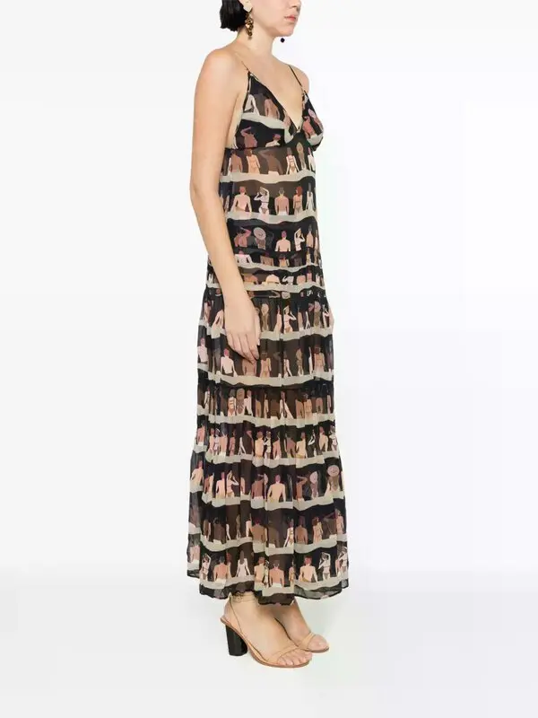 AMIR SLAMA Graphic-print Silk Maxi Dress