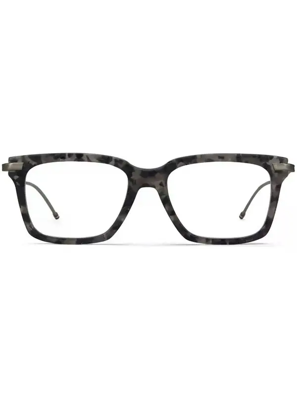Thom Browne Tortoiseshell-effect Rectangle-frame Glasses - Grey