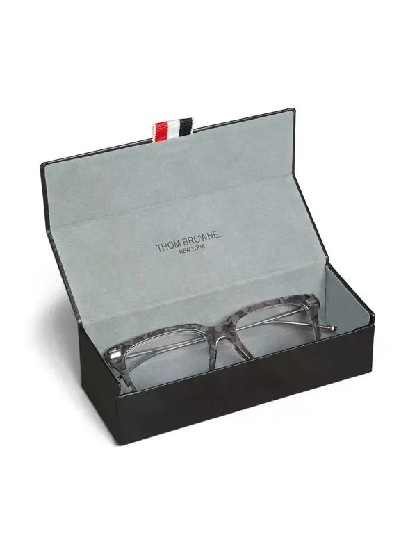 Thom Browne Tortoiseshell-effect Rectangle-frame Glasses - Grey