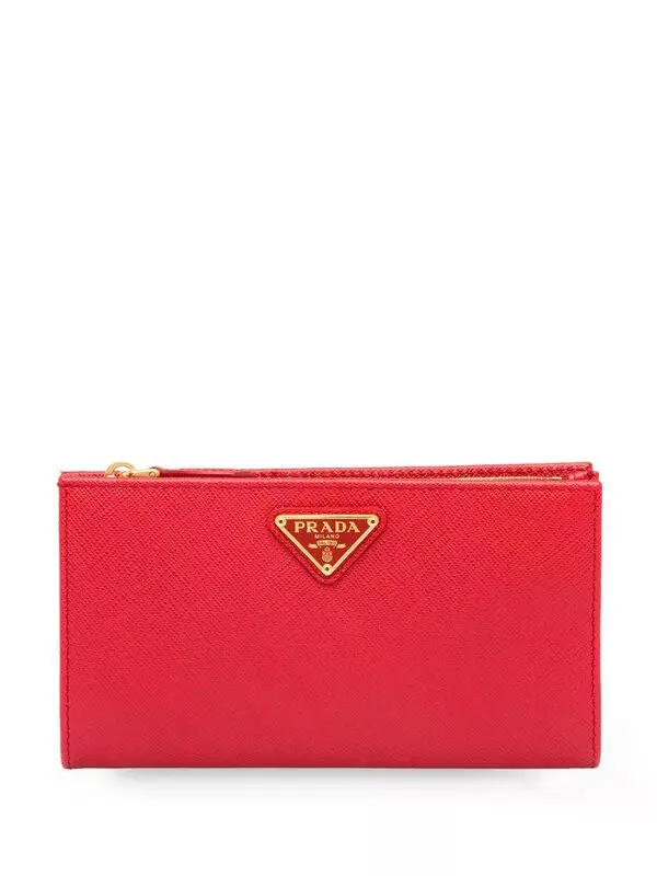 Prada Saffiano Bi-fold Wallet - Red