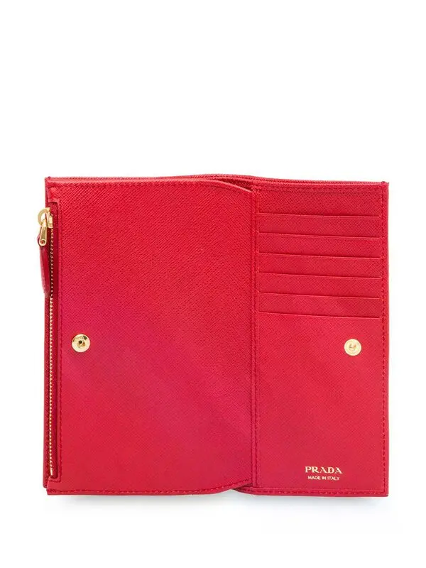 Prada Saffiano Bi-fold Wallet - Red