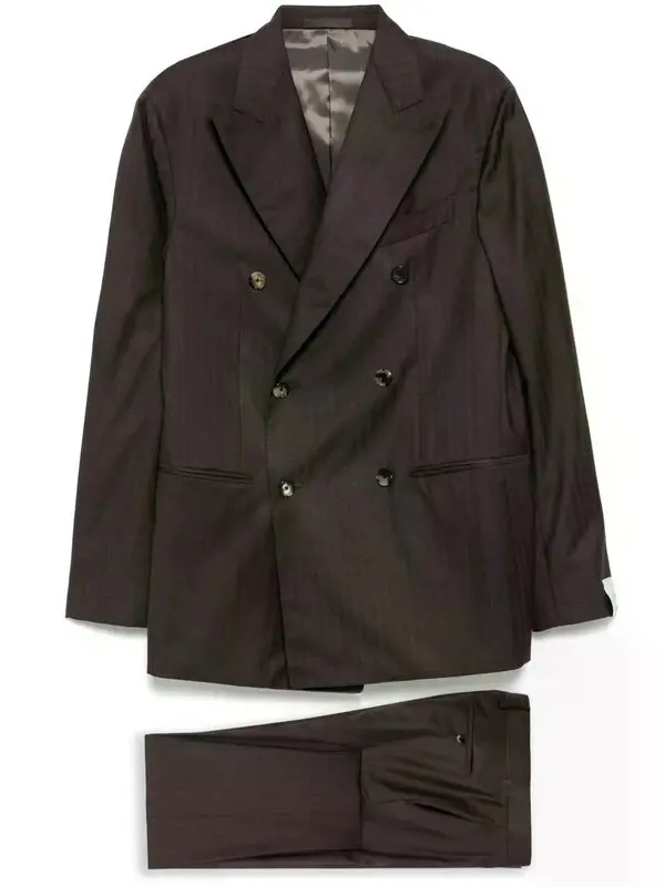 Caruso Double-breasted Suit - Brown
