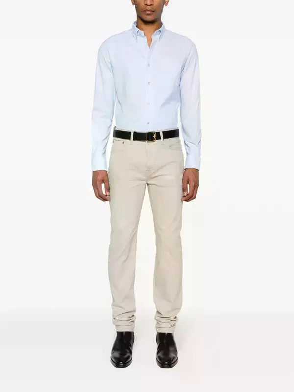 TOM FORD Button-down Collar Cotton Shirt - Blue