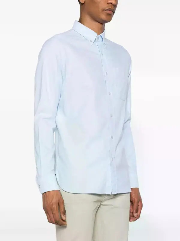 TOM FORD Button-down Collar Cotton Shirt - Blue