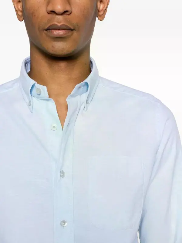 TOM FORD Button-down Collar Cotton Shirt - Blue