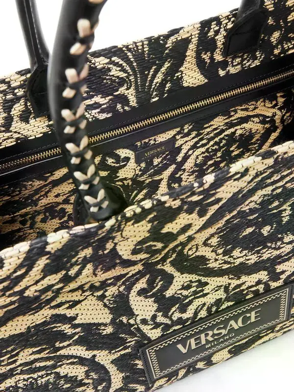 Versace Large Barocco Athena Raffia Tote Bag