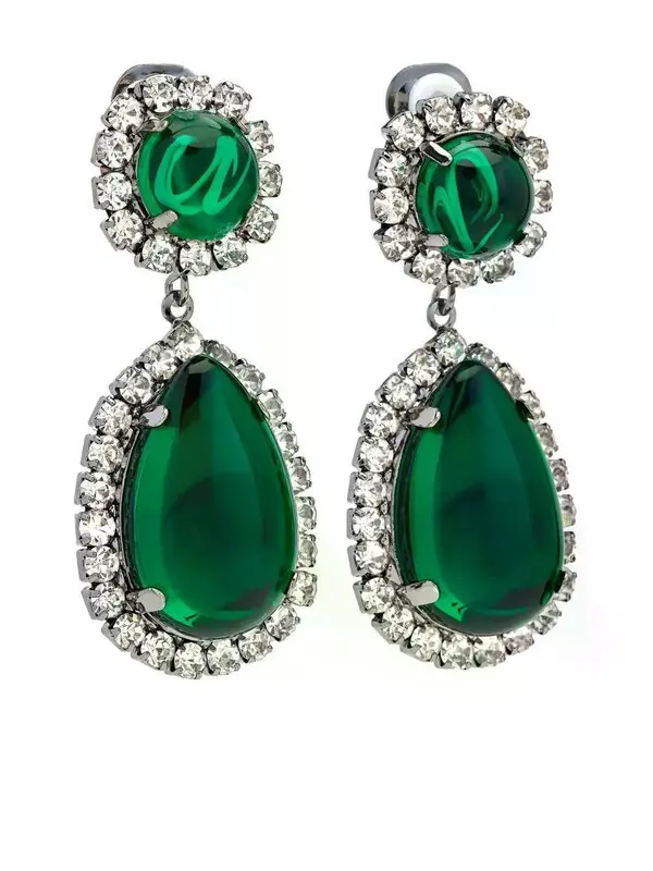 KENNETH JAY LANE Crystal-embellished Clip-on Drop Earrings - Green