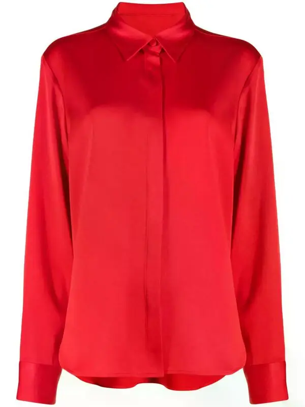 Alex Perry Satin Finish Button-down Shirt - Red